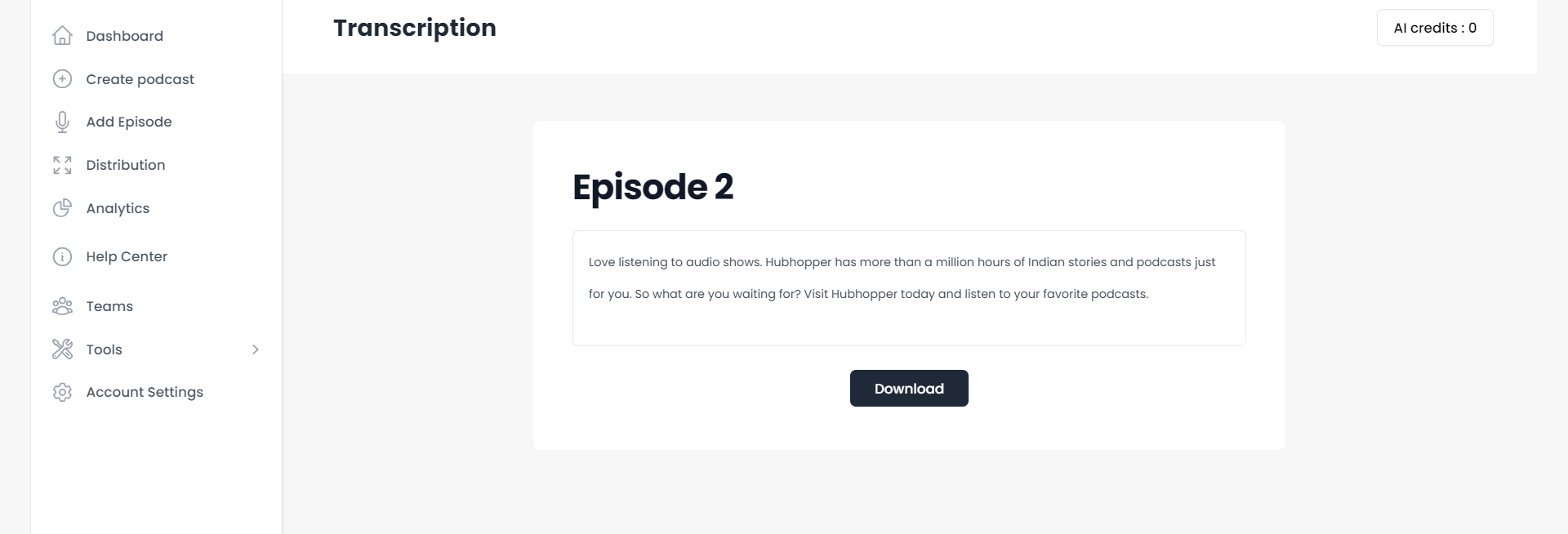 AI tools for your episodes with Hubhopper Paid Plans – Hubhopper Help ...